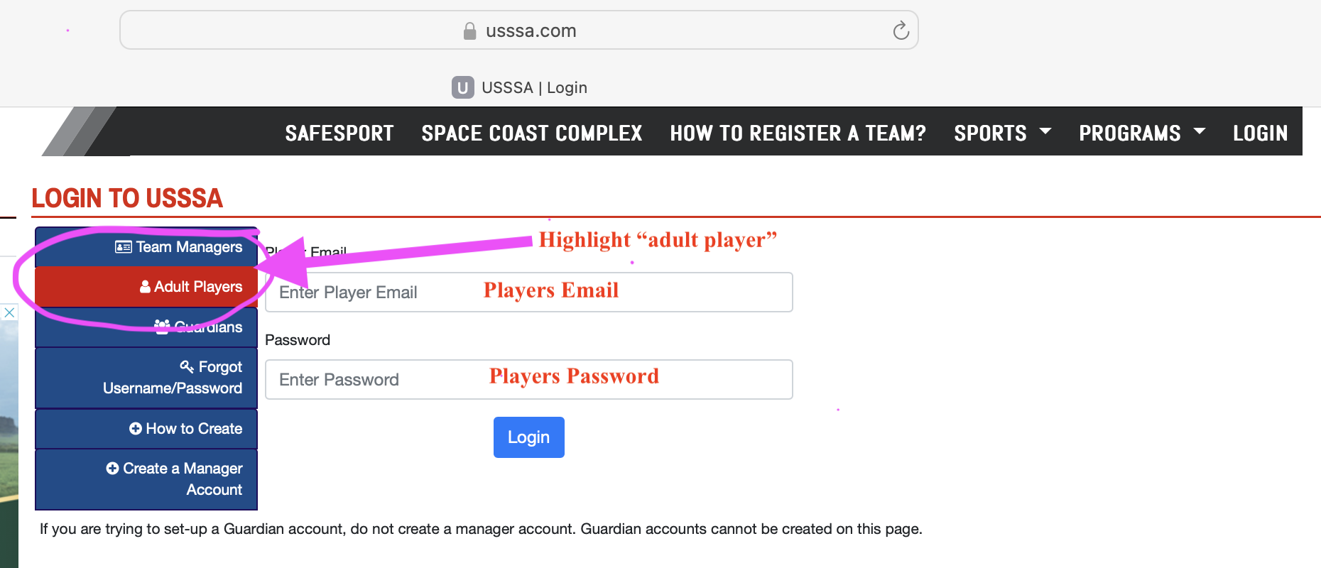 USSSA New Player – USSSA Email Builder